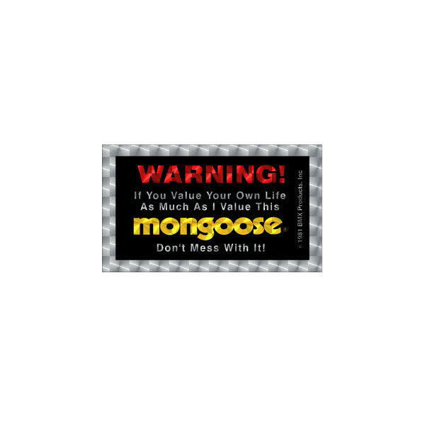 Mongoose Warning decal | BMX Products USA