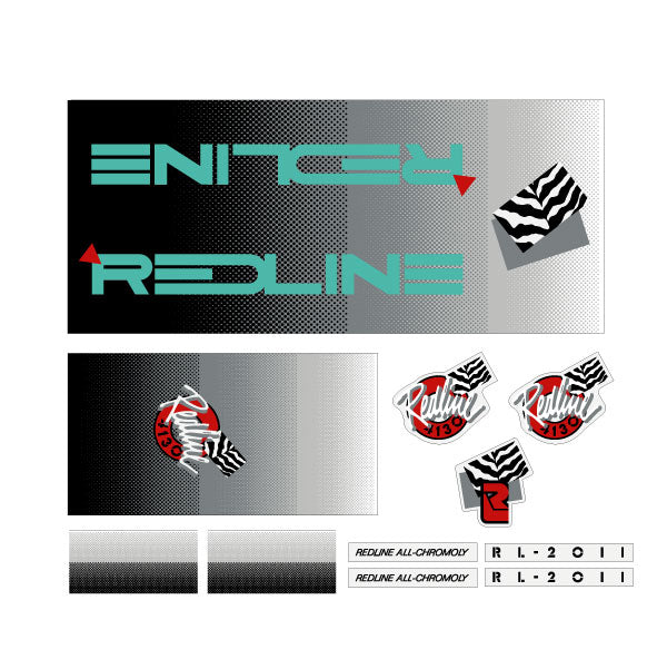 1988 Redline - RL-20II - Black grey KIWI Decal set | BMX Products USA