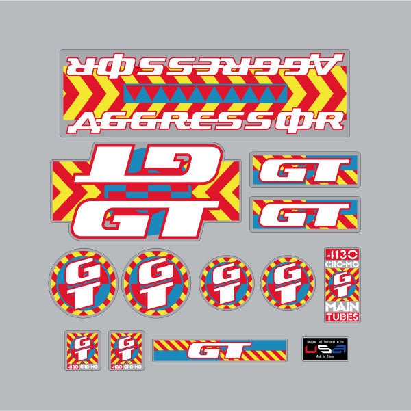 1990 GT BMX - Aggressor - for colored frames decal set | BMX Products USA