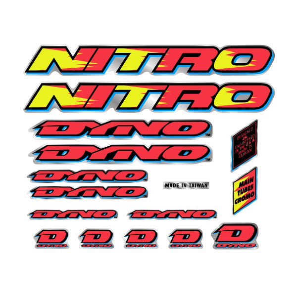 1992 DYNO - NITRO for chrome frame decal set | BMX Products USA