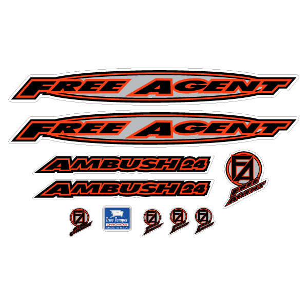 1996-97 Free Agent - AMBUSH - Black and Orange on clear decal set | BMX ...