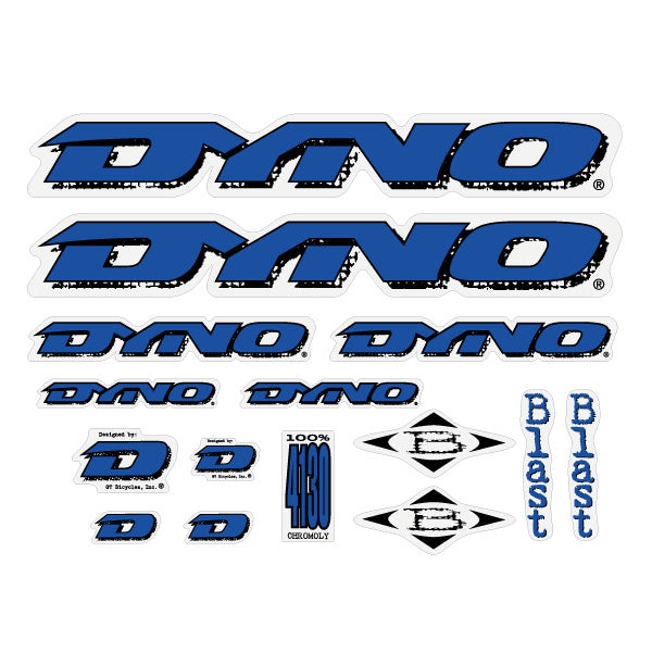 1997 DYNO - BLAST blue decal set on clear | BMX Products USA