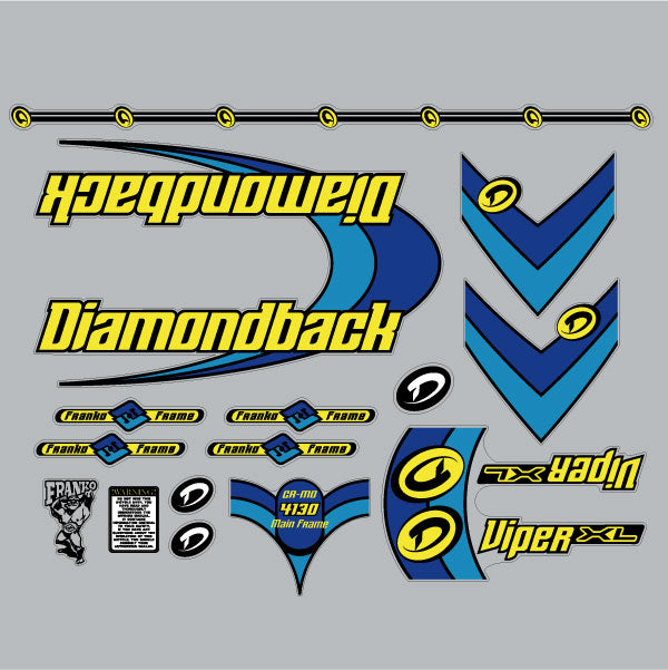 2000 Diamond Back - Viper XL for chrome frame decal set | BMX Products USA