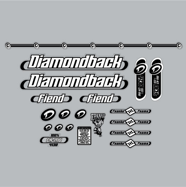 Diamond Back - 2000 Fiend for grey frame decal set | BMX Products USA