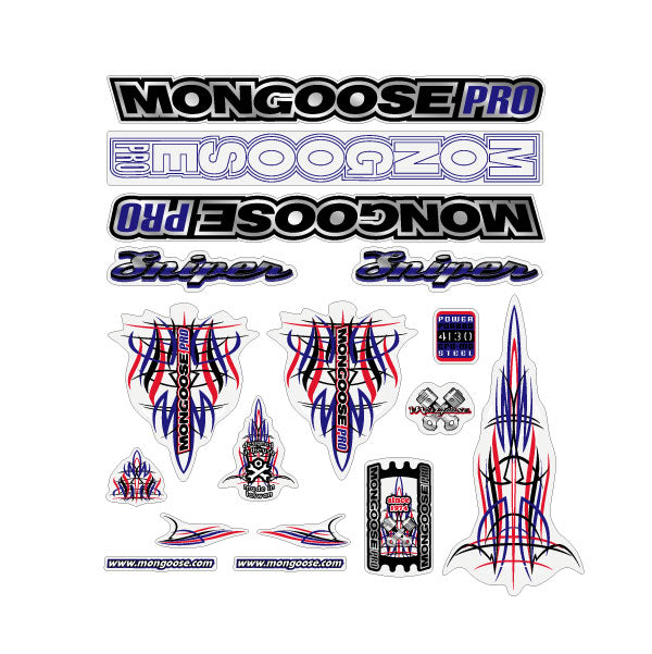 2002 Mongoose -PRO Sniper Decal set for White frame | BMX Products USA