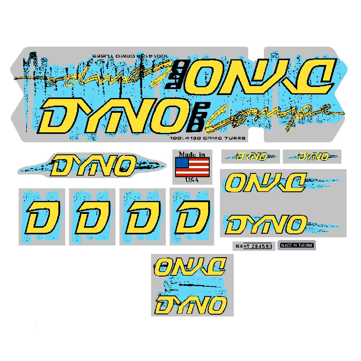 1987 DYNO - Pro COMPE on chrome decal set | BMX Products USA