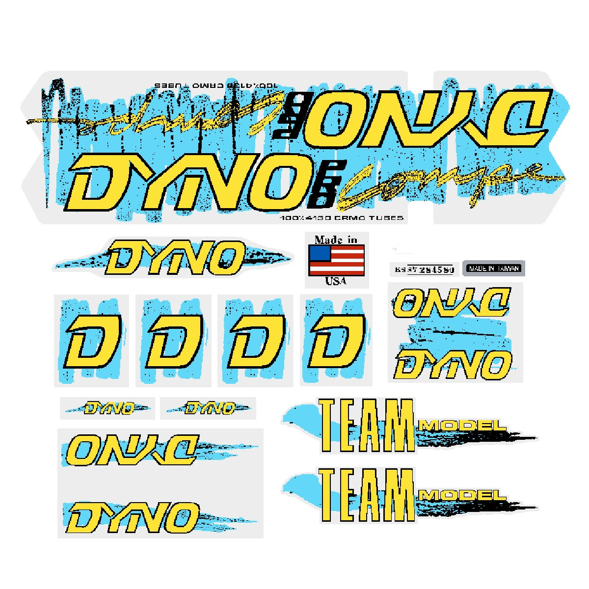 1987 DYNO - PRO COMPE - TEAM on clear decal set - colored frames | BMX ...