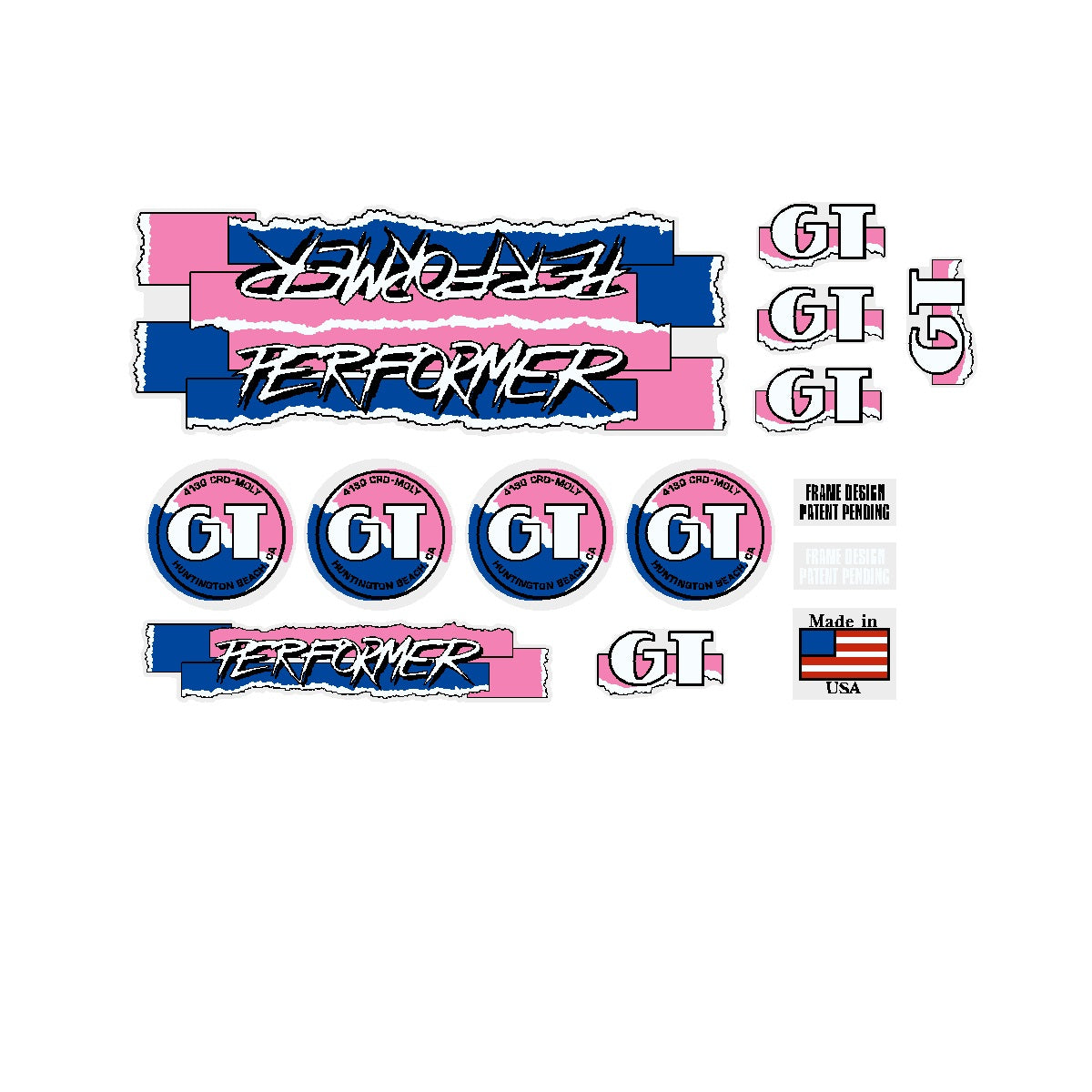 1987 GT BMX - Performer - on Clear decal set | BMX Products USA