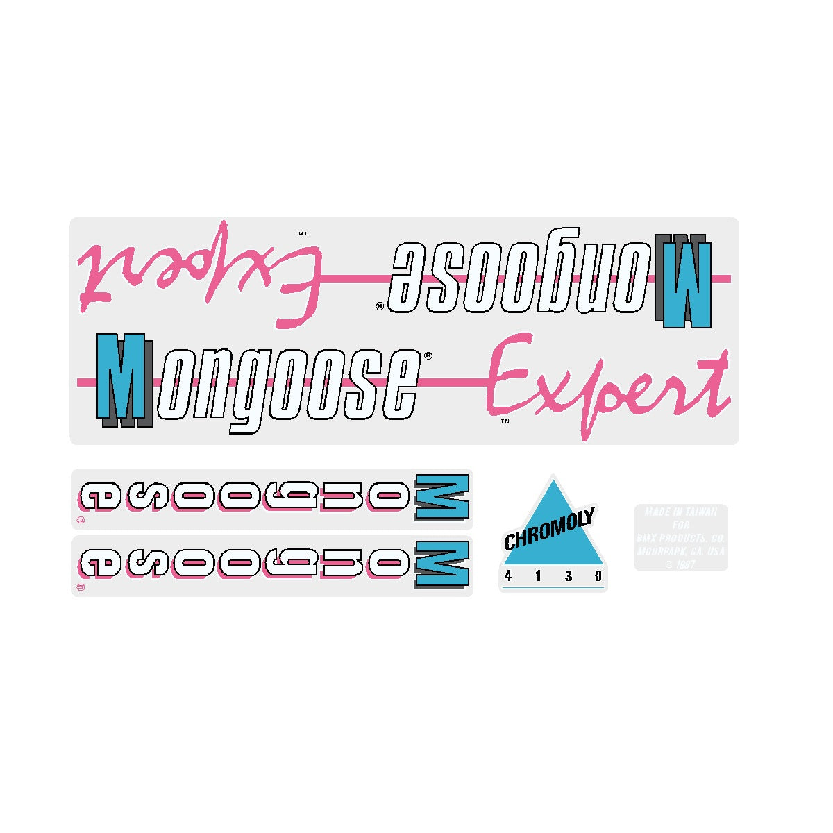 1987 Mongoose - Expert decal set - blue frame | BMX Products USA