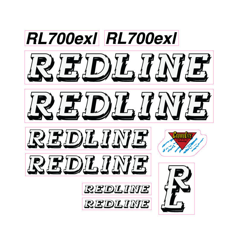 1990 Redline - 700-EXL - black and white Decal set | BMX Products USA