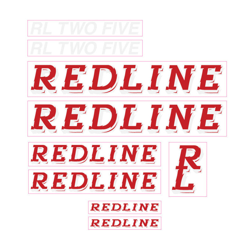 1990 Redline - RL TWO FIVE - Red and White Decal set | BMX Products USA
