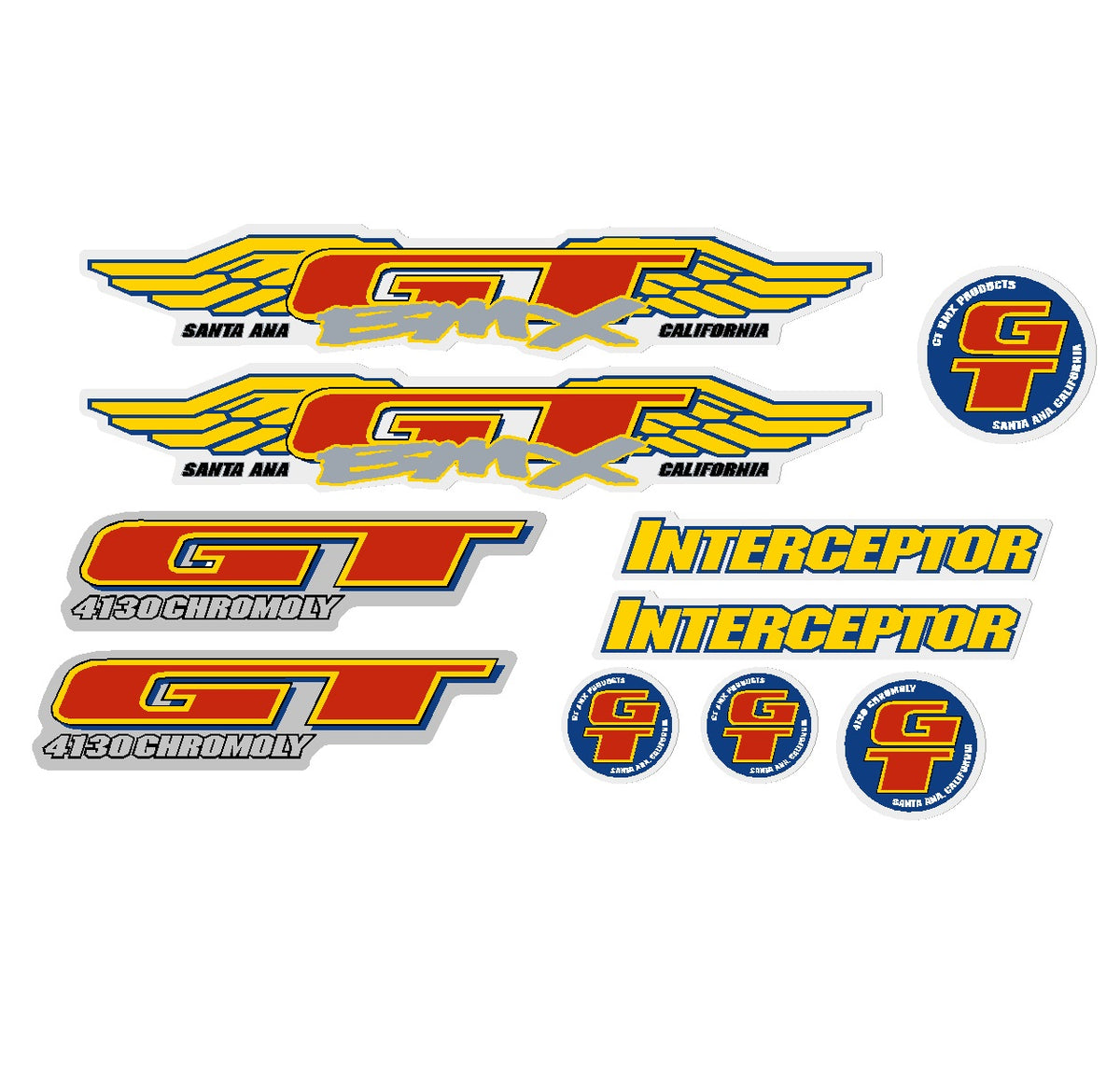 1994 GT BMX - Interceptor - for black frame - decal set | BMX Products USA