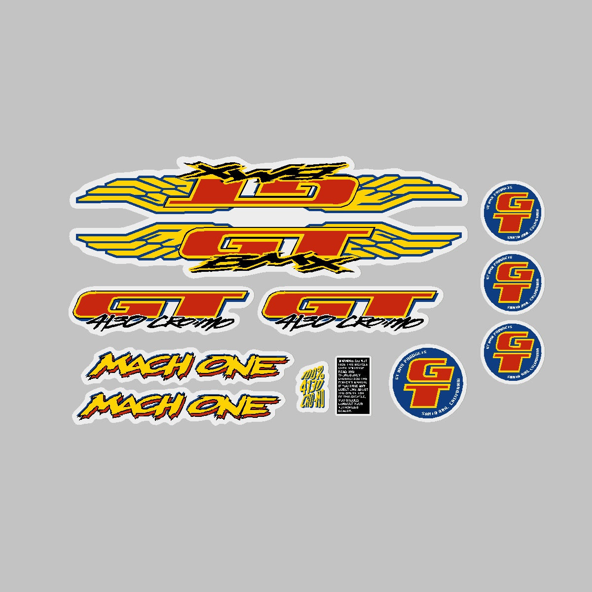 1995 GT BMX - Mach One - Clear decal set | BMX Products USA