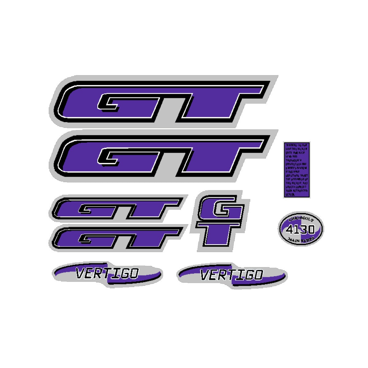 1998 GT BMX - Vertigo for chrome frame - decal set | BMX Products USA