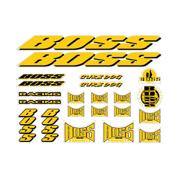 BOSS Racing - CURB DOG - yellow-black - decal set | BMX Products USA