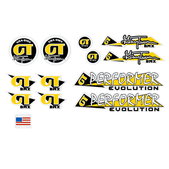 GT Performer Evolution- yellow and black on clear - decal set | BMX ...