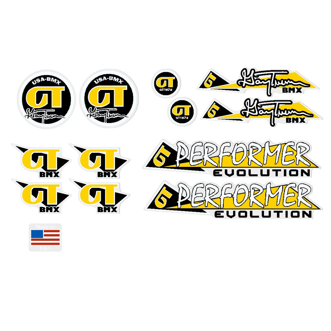GT Performer Evolution- yellow and black on clear - decal set | BMX ...