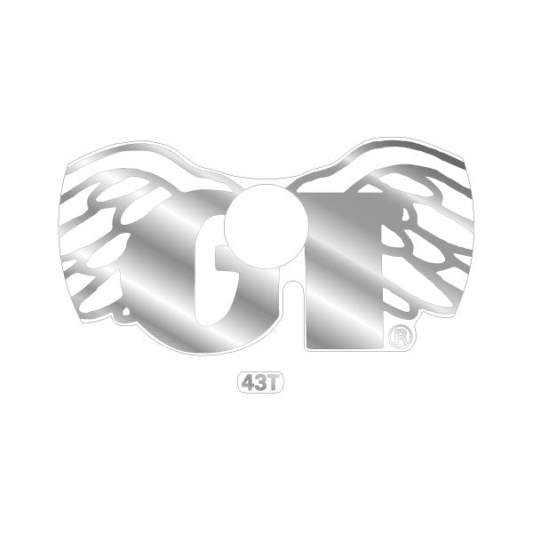 GT - Wings Sprocket decal - for 43T in CHROME on clear | BMX Products USA