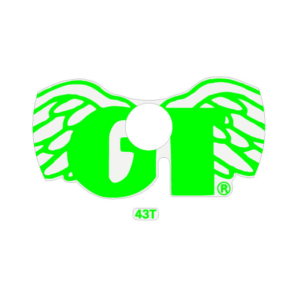 GT - Wings Sprocket decal - for 43T in FLURO green on clear | BMX ...