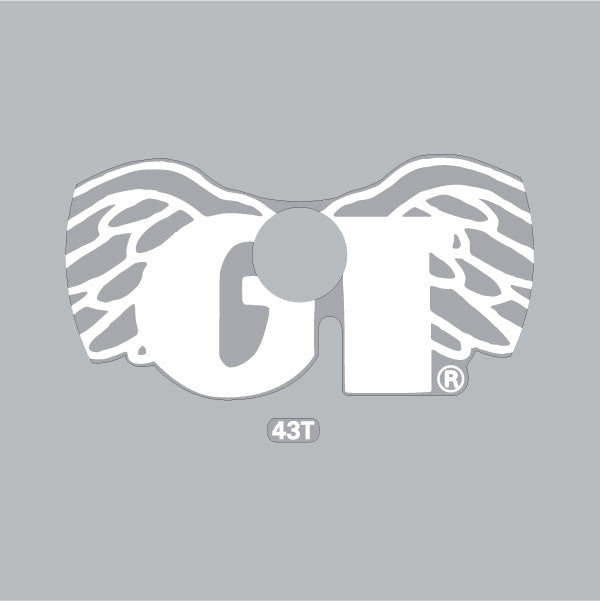 GT - Wings Sprocket decal - for 43T in WHITE on clear | BMX Products USA