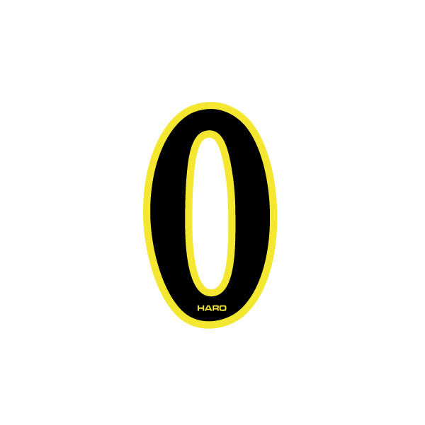Haro - Early plate number #0 decal - Black Yellow | BMX Products USA