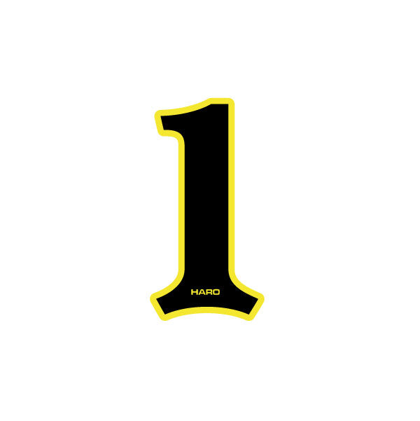 Haro - Early plate number #1 decal - Black Yellow | BMX Products USA