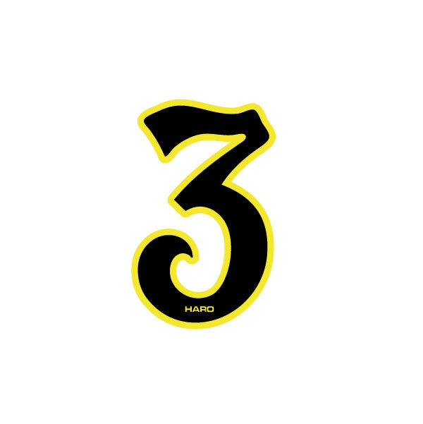 Haro - Early plate number #3 decal - Black Yellow | BMX Products USA
