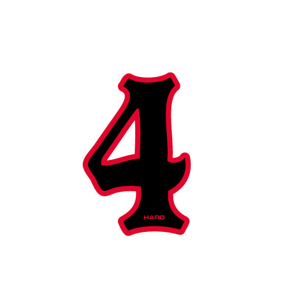 Haro - Early plate number #4 decal - Black Red | BMX Products USA