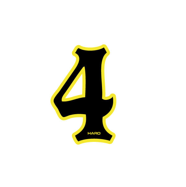 Haro - Early plate number #4 decal - Black Yellow | BMX Products USA