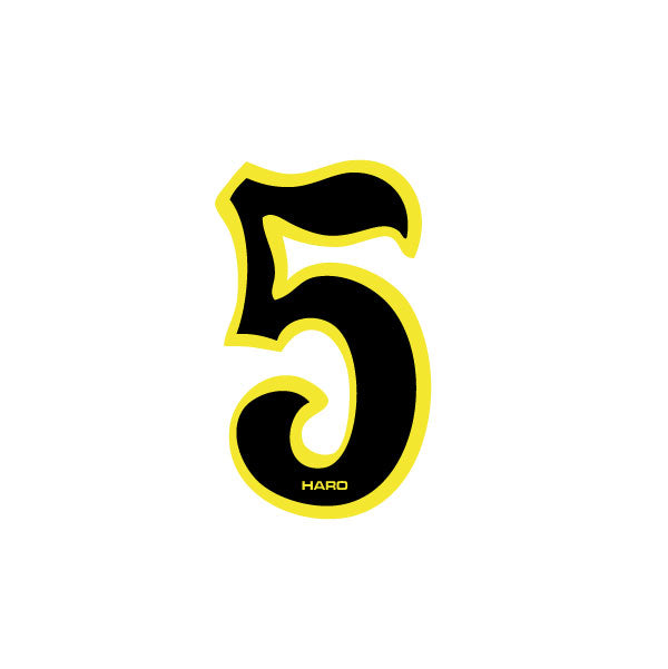 Haro - Early plate number #5 decal - Black Yellow | BMX Products USA