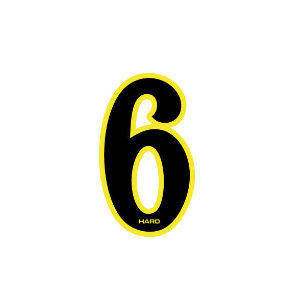 Haro - Early plate number #6 decal - Black Yellow | BMX Products USA
