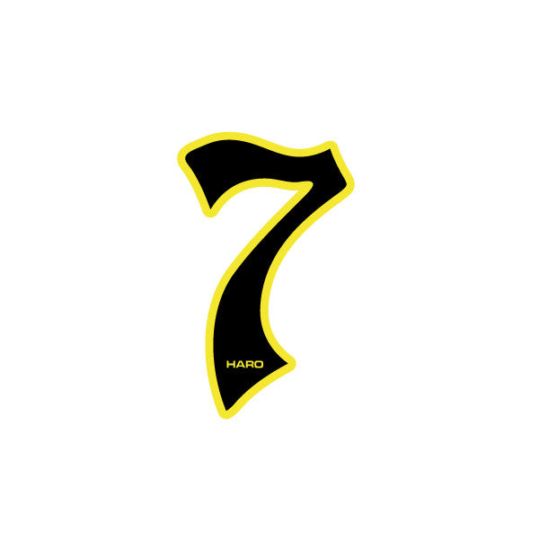 Haro - Early plate number #7 decal - Black Yellow | BMX Products USA