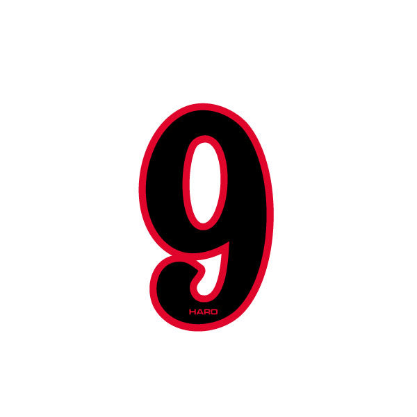 Haro - Early plate number #9 decal - Black Red | BMX Products USA