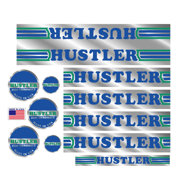 Hustler - Pro - short striped on chrome decal set | BMX Products USA