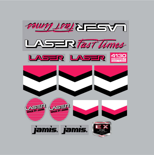 Jamis - LASER "Fast times" black FLURO PINK bmx decal set | BMX ...