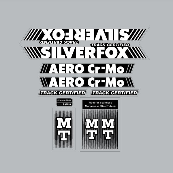 MT Racing - SILVERFOX AERO Cromo Black & White on clear decal set | BMX ...