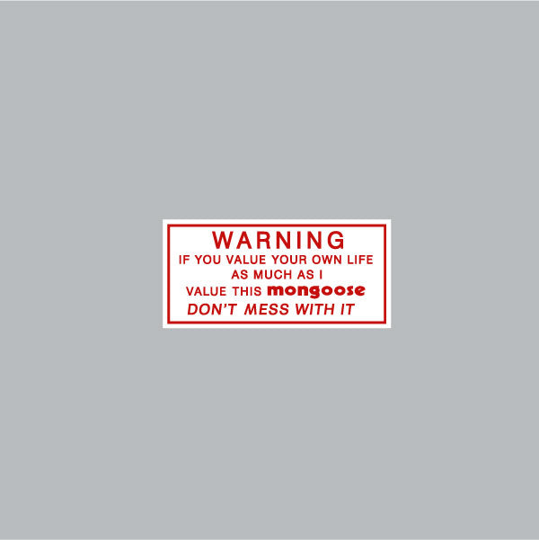 Mongoose 1 color Warning decal | BMX Products USA
