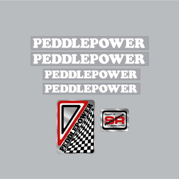 Peddlepower - Early WHITE decal set | BMX Products USA