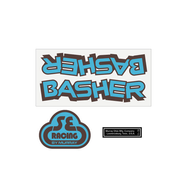 SE Racing - Basher by Murray decal set in baby blue with brown shadow ...