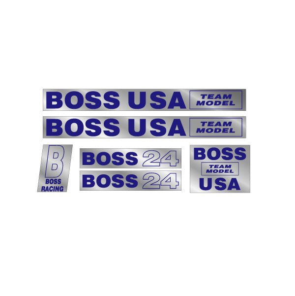 BOSS - Racing USA 24" TEAM blue on chrome decal set | BMX Products USA