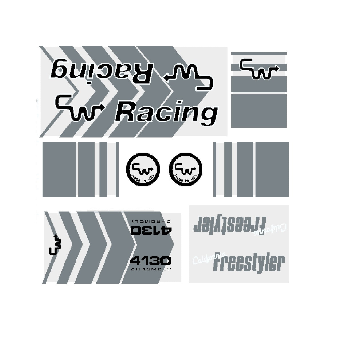 CW - California Freestyler - Grey and black on CLEAR decal set | BMX ...