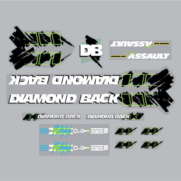 1989 Diamond Back - ASSAULT decal set - for black frame | BMX Products USA