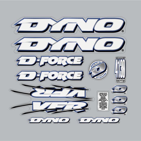 1996 DYNO - VFR decal set for red frame | BMX Products USA