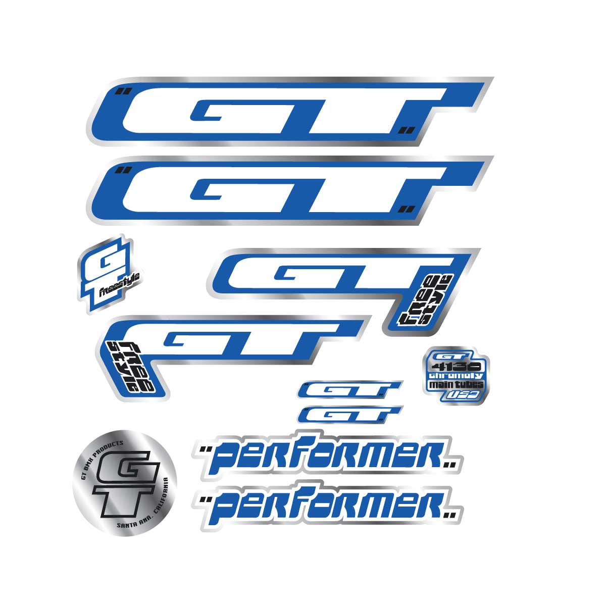 2000 GT BMX - Performer - Chrome Frame decal set - on chrome | BMX ...