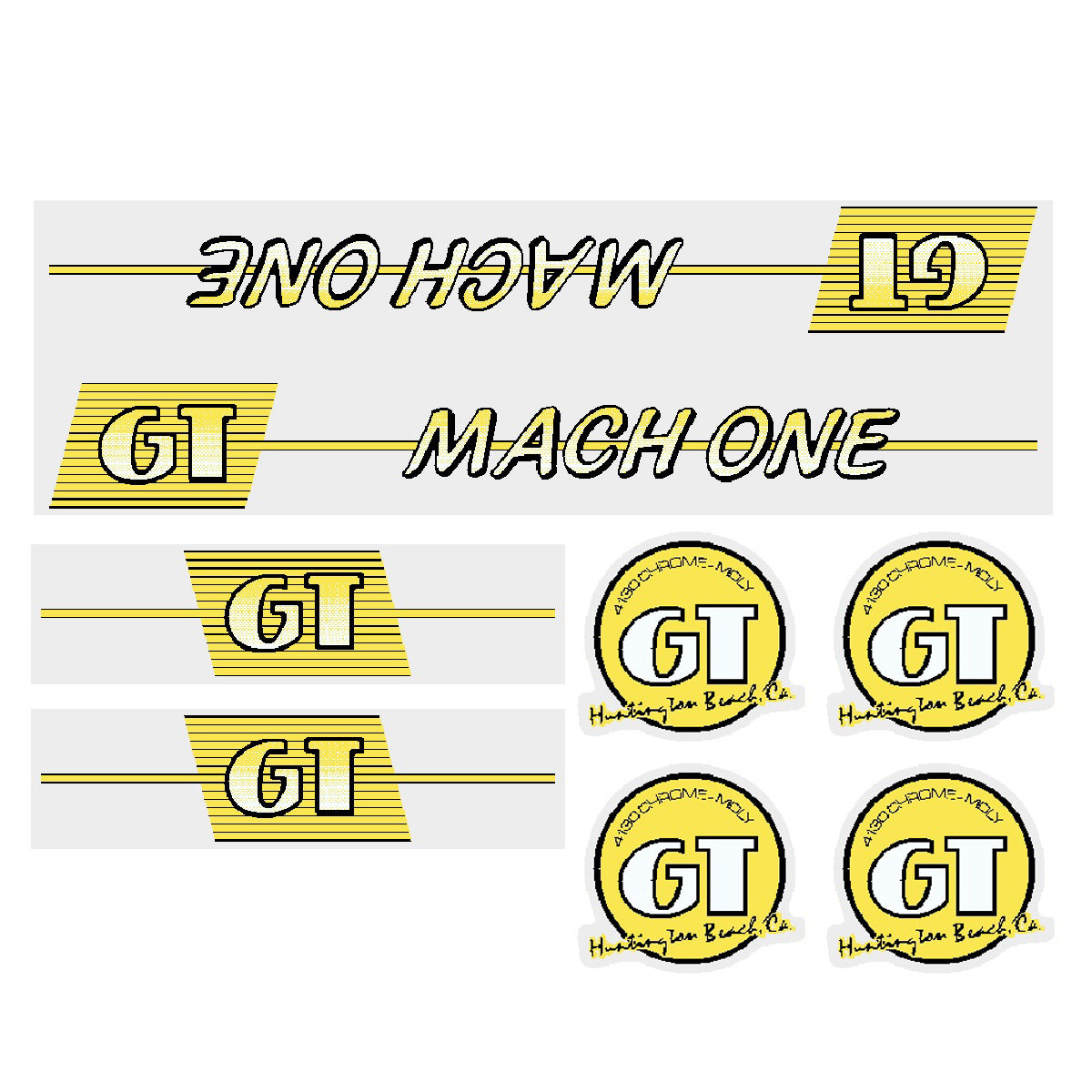 1986 GT BMX - Mach One - Black Yellow on Clear - decal set | BMX ...