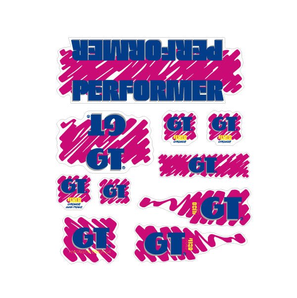 1988 GT BMX - Performer decal set for Chrome or White frame - on Clear ...