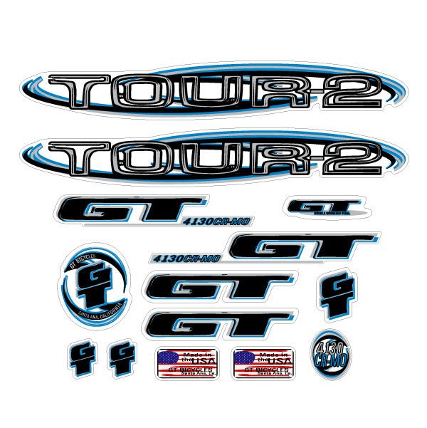 1999 GT BMX -TOUR 2 decal set - for Black frame | BMX Products USA