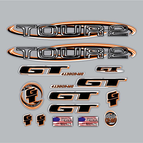 1999 GT BMX -TOUR 2 decal set - for Chrome frame | BMX Products USA