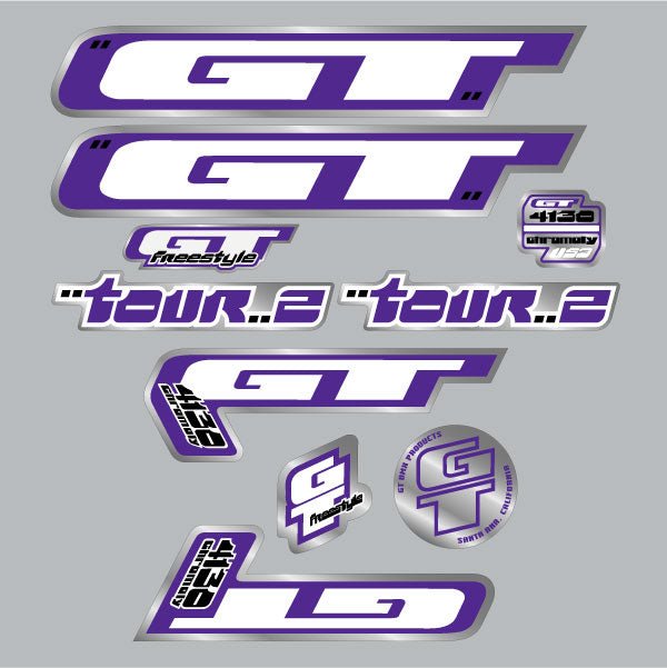 2000 GT BMX - Tour 2 - decal set - Purple frame | BMX Products USA