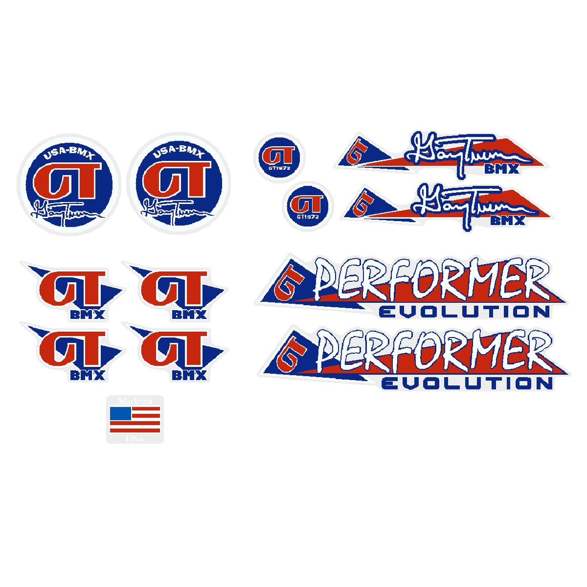 GT Performer Evolution- blue and red on clear - decal set | BMX ...